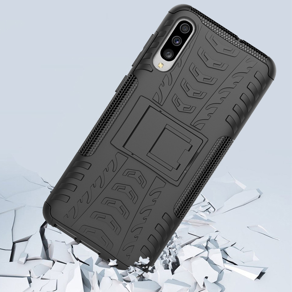 Dual Layer Rugged Tough Case for Samsung Galaxy A70 (Black)